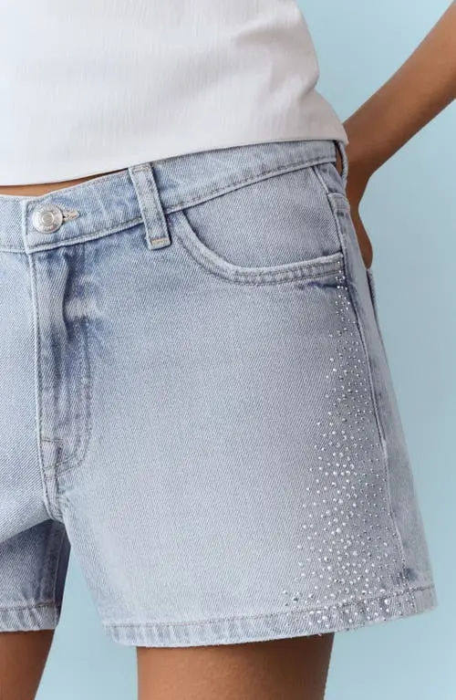Mango Glitter Embellished Denim Shorts