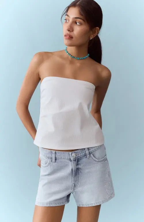 Mango Glitter Embellished Denim Shorts