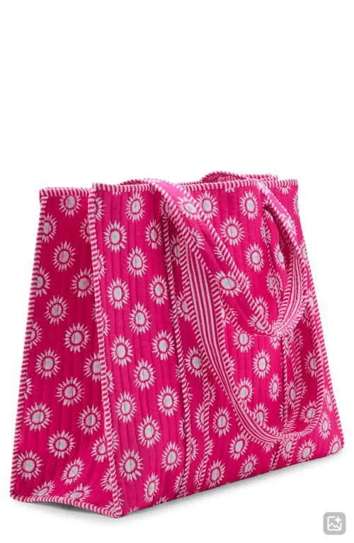 Mango Sun Print Quilted Cotton Tote Bag - Pink
