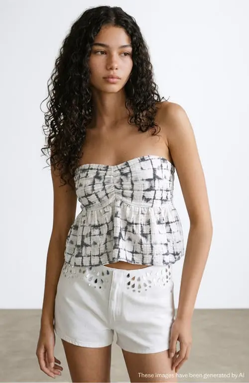 Mango Tie Dye Strapless Top