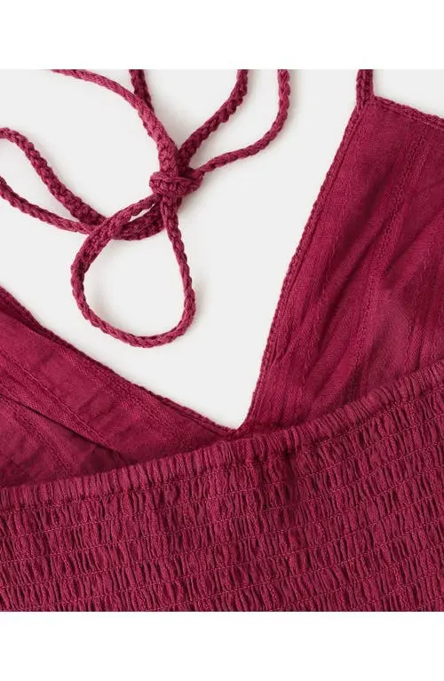 Mango Mixed Media Cotton Crochet Halter Top
