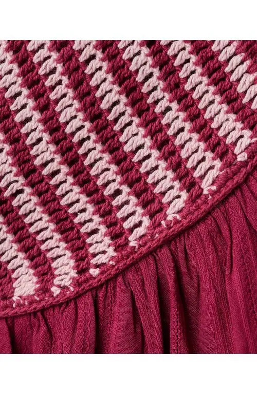 Mango Mixed Media Cotton Crochet Halter Top