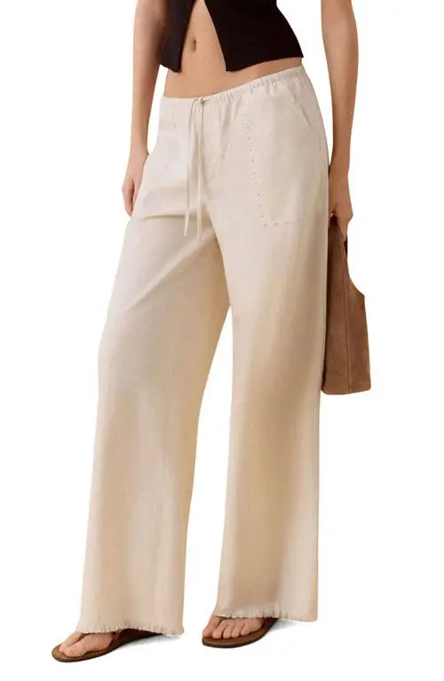 Mango Studded Drawstring Wide Leg Pants