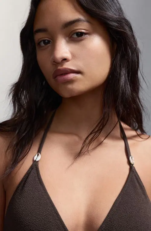 Mango Textured Seashell Triangle Bikini