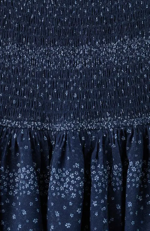 Mango Printed Smocked Strapless Tiered Minidress