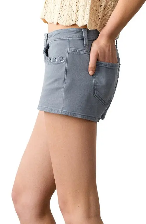 Mango Whipstitch Trim Denim Mini Shorts - Blue