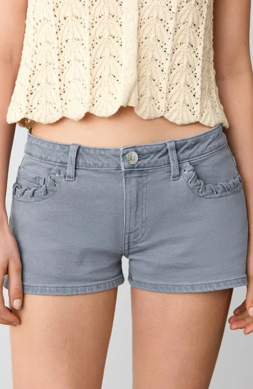 Mango Whipstitch Trim Denim Mini Shorts - Blue
