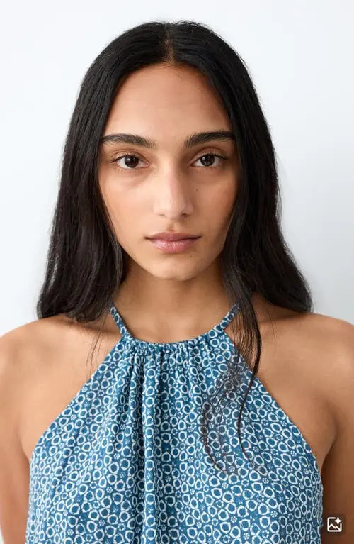 Mango Printed Smocked Halter Neck Minidress