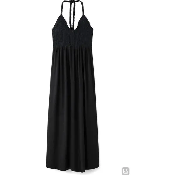 Mango Crochet Bodice Maxi Sundress - Black