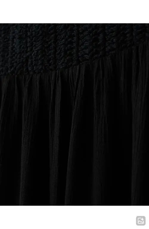 Mango Crochet Bodice Maxi Sundress - Black