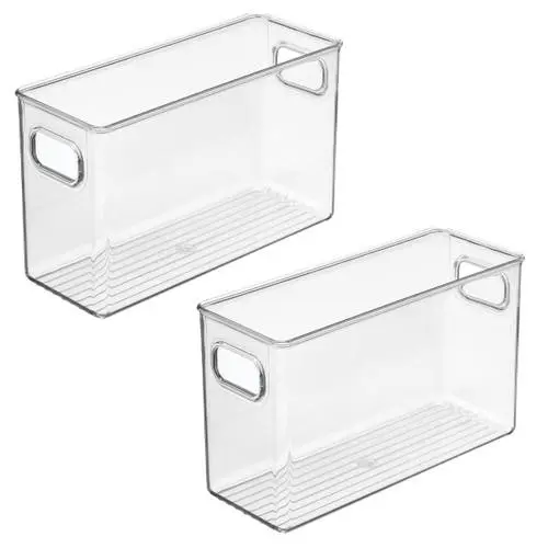 IDESIGN Set Of 2 Pantry Storage Bins With Handles - Clear