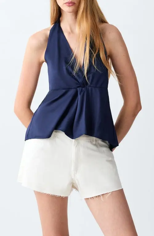 Mango Open Back Halter Top - Dark Navy