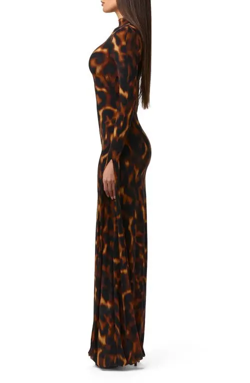 Naked Wardrobe Long Sleeve Leopard Print Maxi Dress