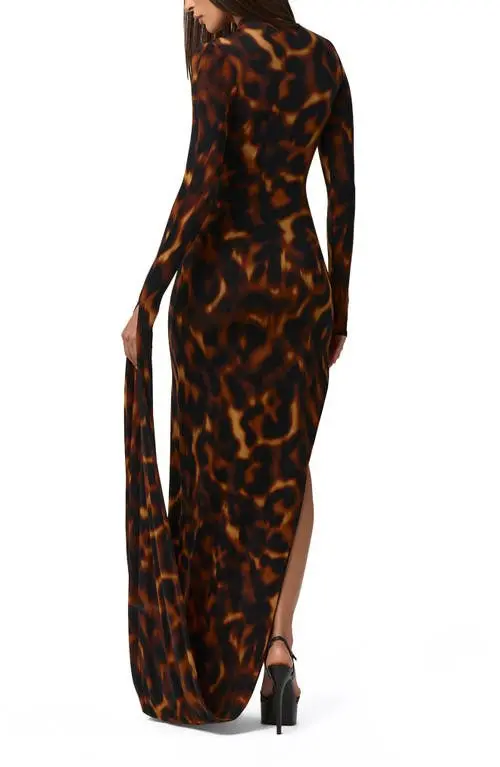 Naked Wardrobe Long Sleeve Leopard Print Maxi Dress