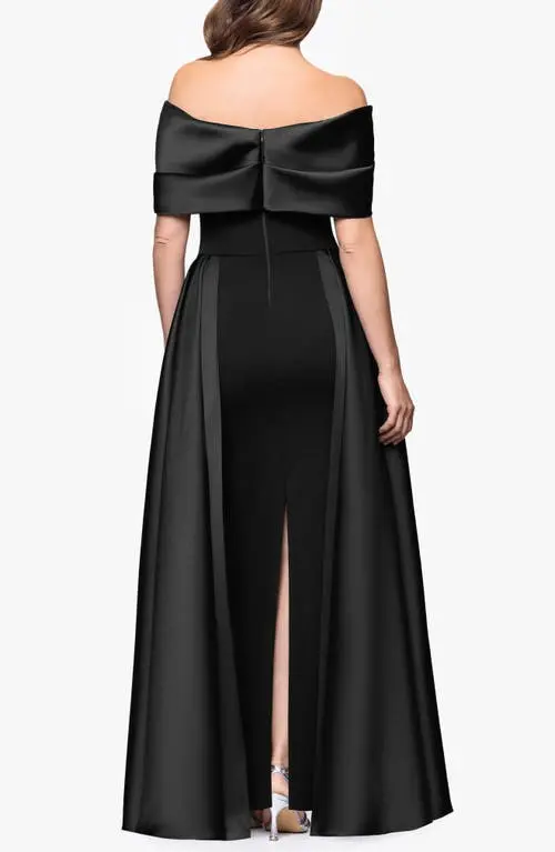 Betsy & Adam Off-the-shoulder Gown With Cape Detail