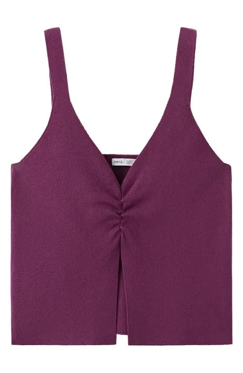 Mango Gathered Detail Knit Tank - Purple