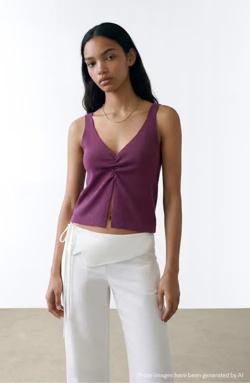 Mango Gathered Detail Knit Tank
