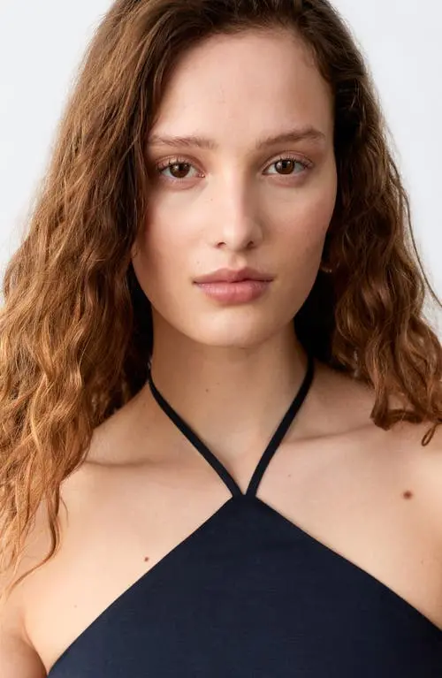 Mango Tie Neck Crop Halter Top