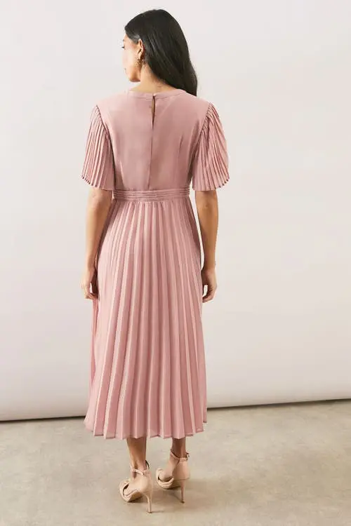 WALLIS Chiffon Pleated Sleeve Midi Dress