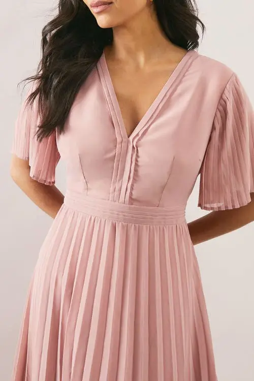 WALLIS Chiffon Pleated Sleeve Midi Dress
