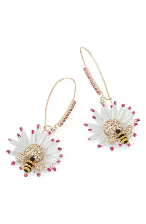 Betsey Johnson Flower & Bee Statement Earrings