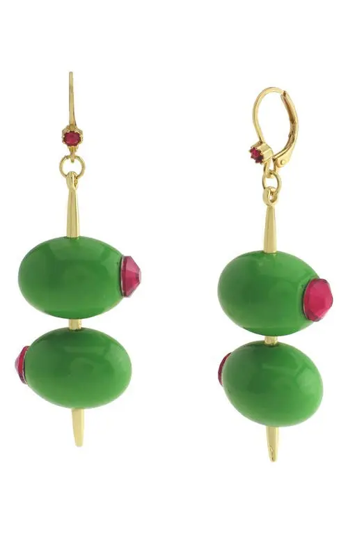 Betsey Johnson Olive Leverback Earrings - Green