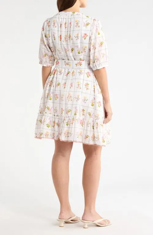 SUGARLIPS Diane Floral Belted Cotton Minidress
