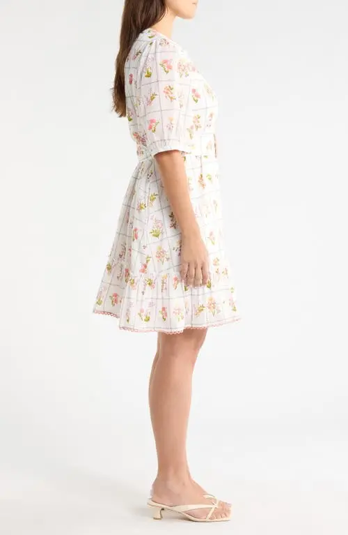 SUGARLIPS Diane Floral Belted Cotton Minidress