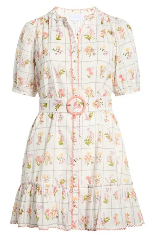 SUGARLIPS Diane Floral Belted Cotton Minidress