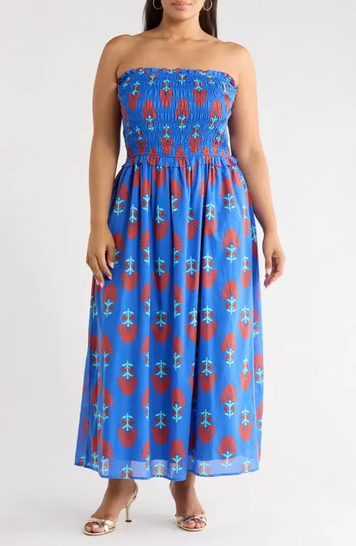 SUGARLIPS Lucinda Floral Print Sleeveless Maxi Dress - Blue-red