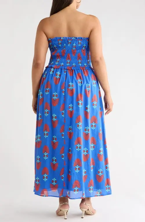 SUGARLIPS Floral Print Smocked Maxi Dress