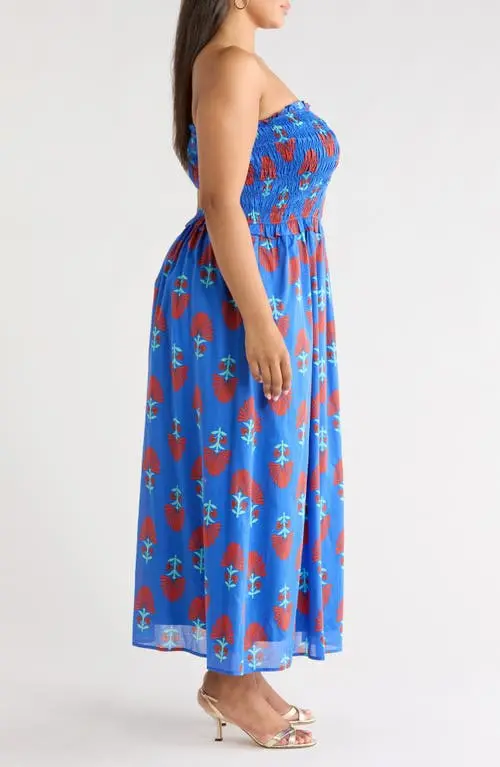 SUGARLIPS Floral Print Smocked Maxi Dress