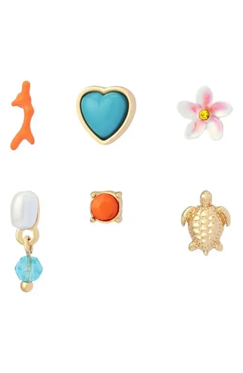 Betsey Johnson Set Of 3 Stud Earrings - Orange