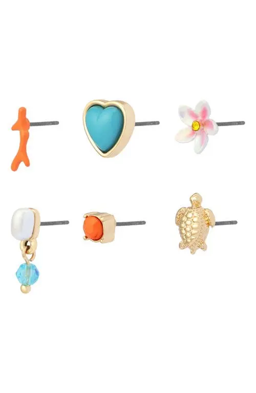 Betsey Johnson Set Of 3 Stud Earrings
