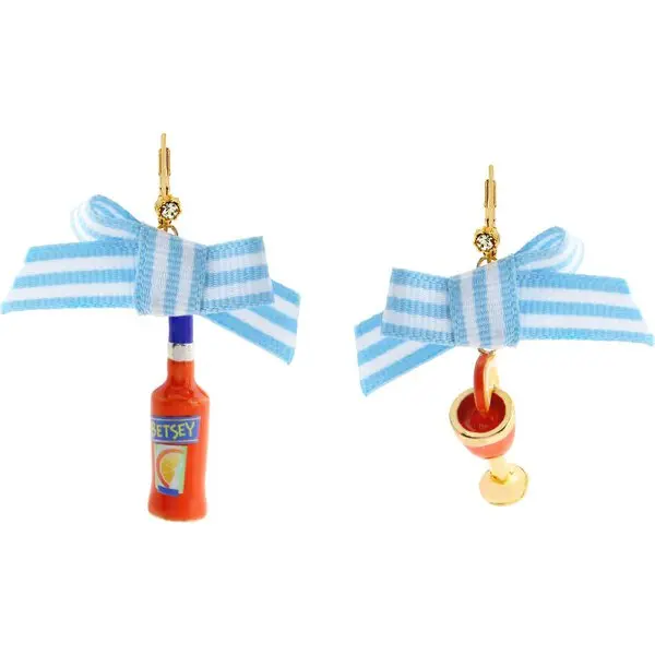 Betsey Johnson Mismatched Cocktail Earrings - Orange