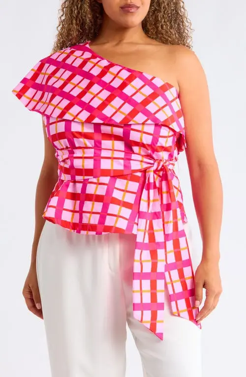 SUGARLIPS Darvy One-shoulder Top - Pink- Orange