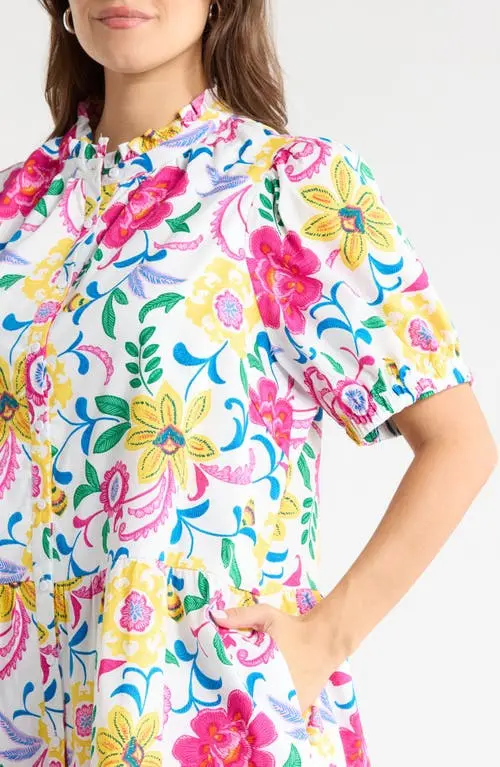 SUGARLIPS Tropical Print Cotton Shift Minidress