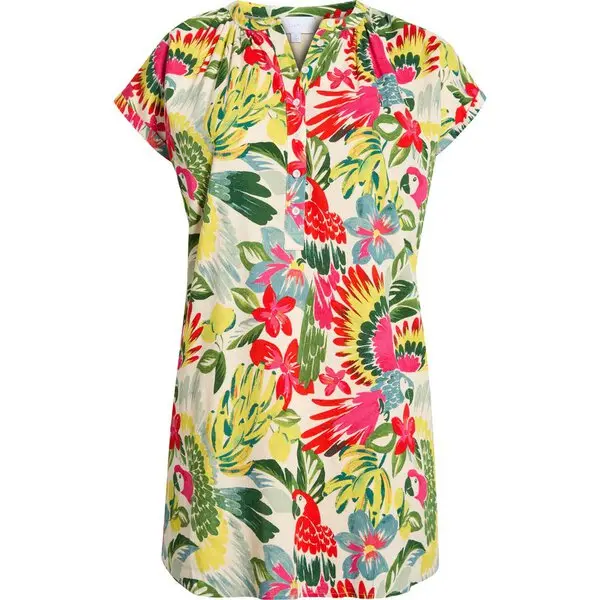 SUGARLIPS Tropical Print Cotton Shift Minidress - Bright-multi