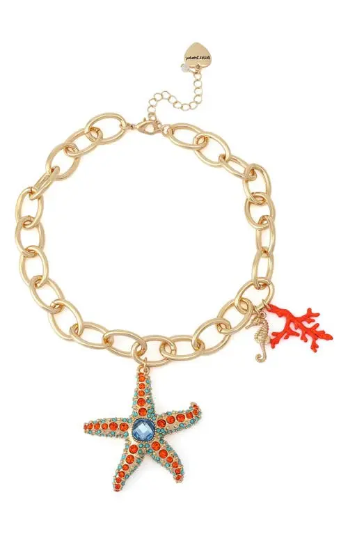 Betsey Johnson Short Starfish Pendant Necklace - Orange