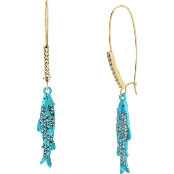 Betsey Johnson Sardine Drop Earrings - Blue