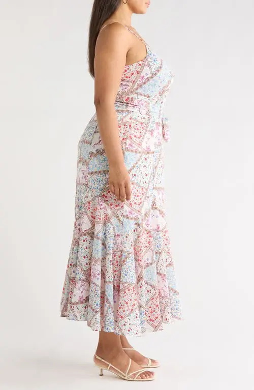 SUGARLIPS Floral Print Pleated Sleeveless Midi Dress