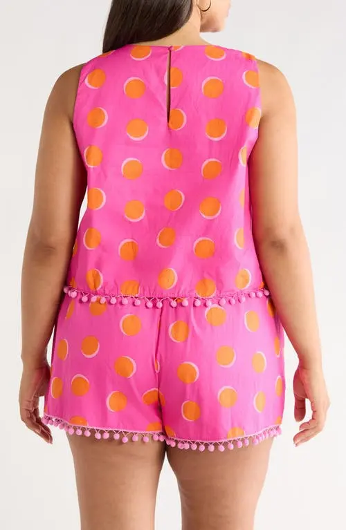 SUGARLIPS Rosy Dot Pom Sleeveless Top