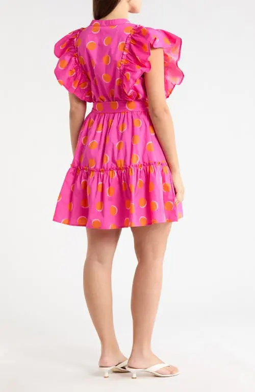 SUGARLIPS Rosy Print Ruffle Minidress