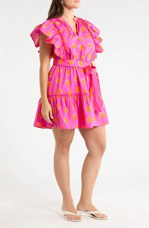SUGARLIPS Rosy Print Ruffle Minidress
