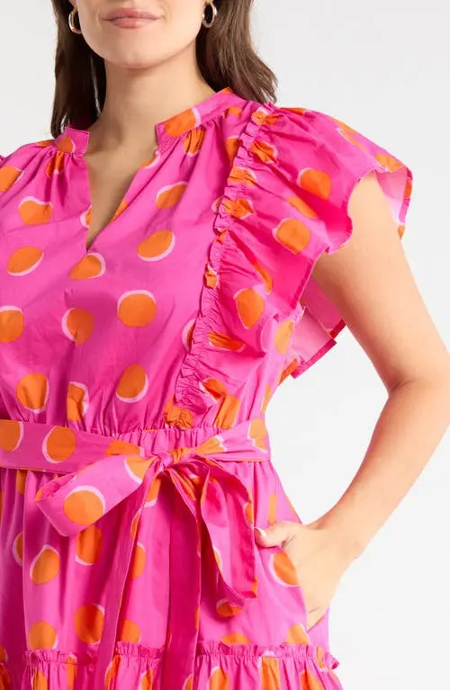 SUGARLIPS Rosy Print Ruffle Minidress