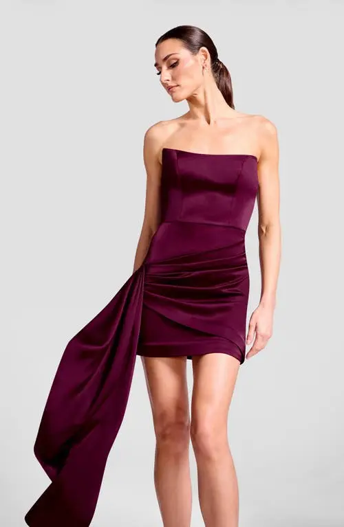 Dress The Population Elodie Ruched Side Drape Strapless Mini Dress