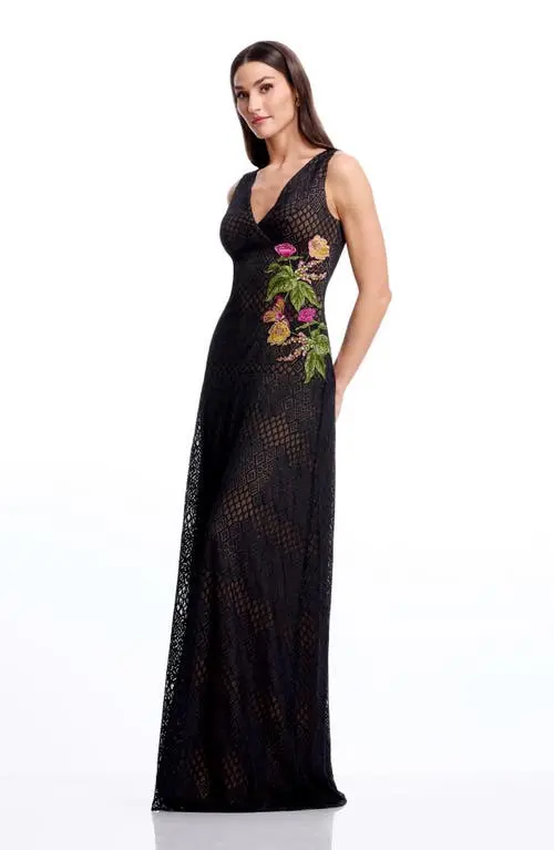 Dress The Population Baylor Floral Embroidery Gown