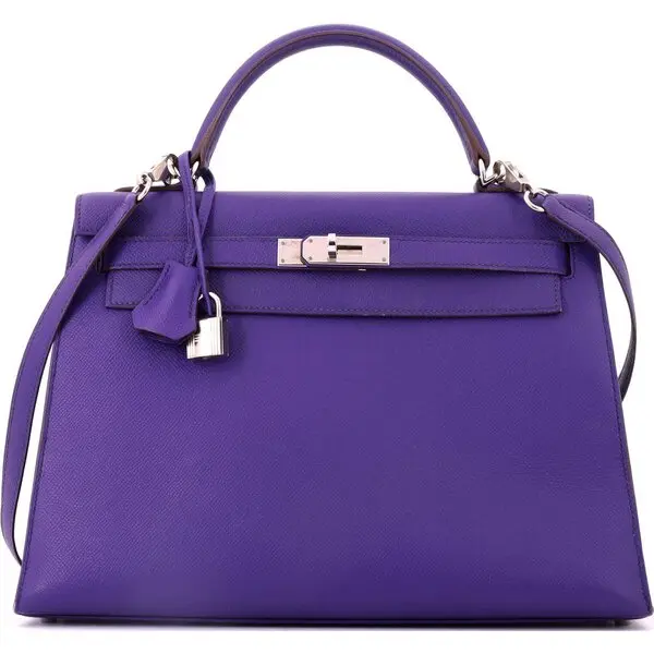 Hermès Kelly Handbag Purple Epsom With Palladium Hardware 32 - Crocus