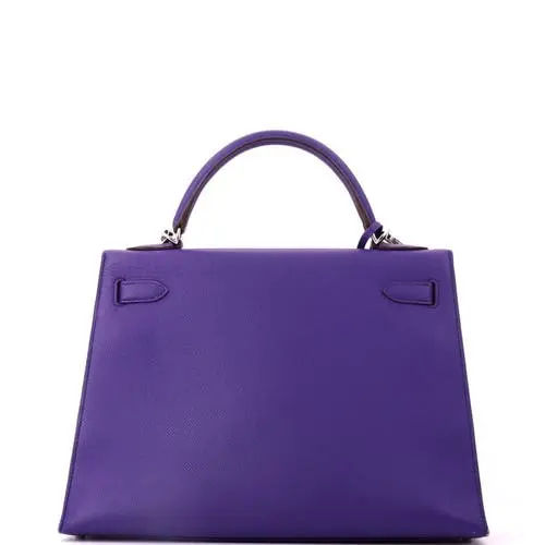 Hermès Kelly Handbag Purple Epsom With Palladium Hardware 32