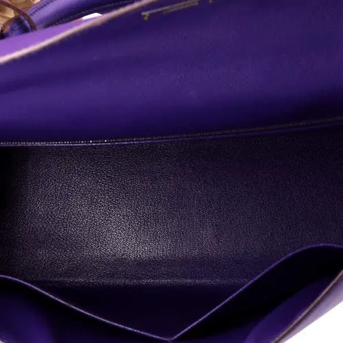 Hermès Kelly Handbag Purple Epsom With Palladium Hardware 32